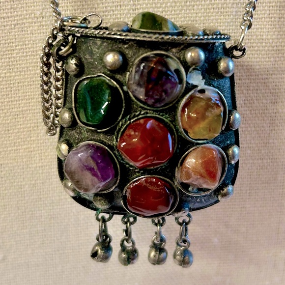 Jewelry | Vintage Ethnic Sajai Purse Necklace Semi Precious Stones ...